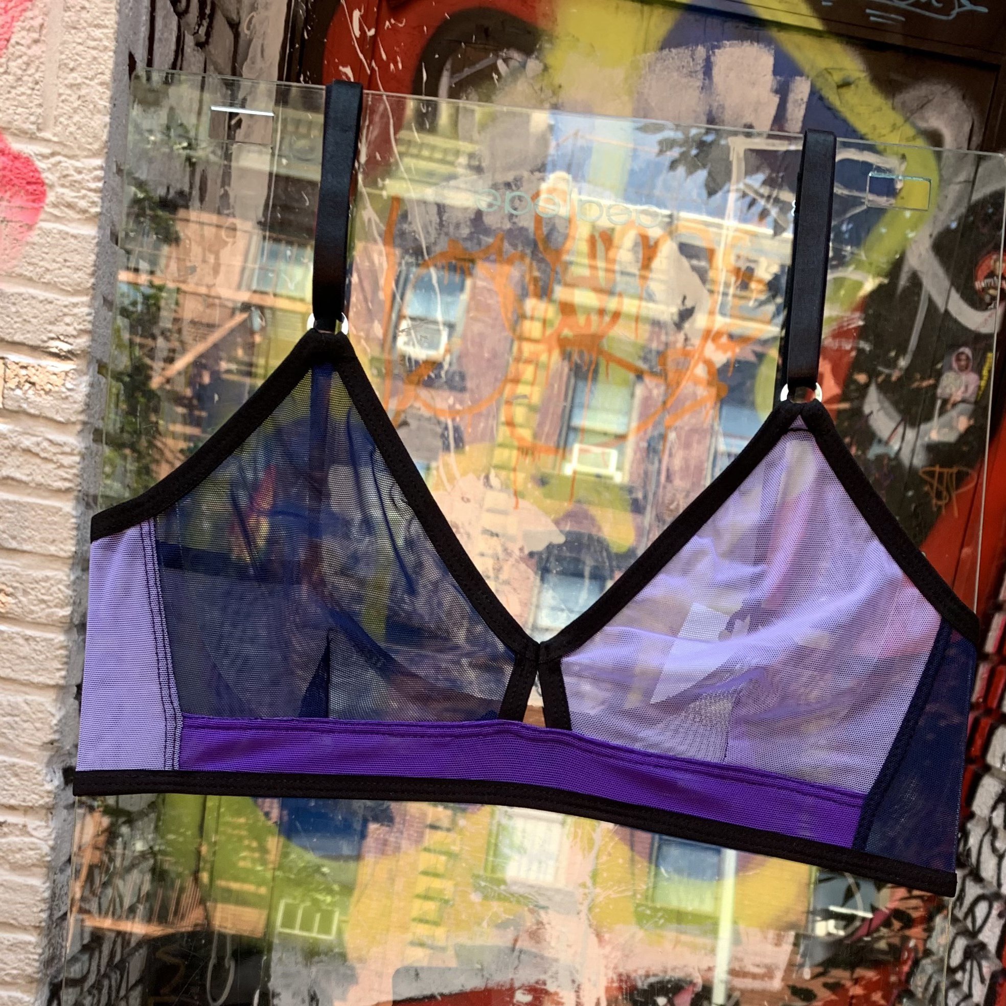 Bully Boy Brick Keyhole Wireless Bra - Purple Combo | Garmentory