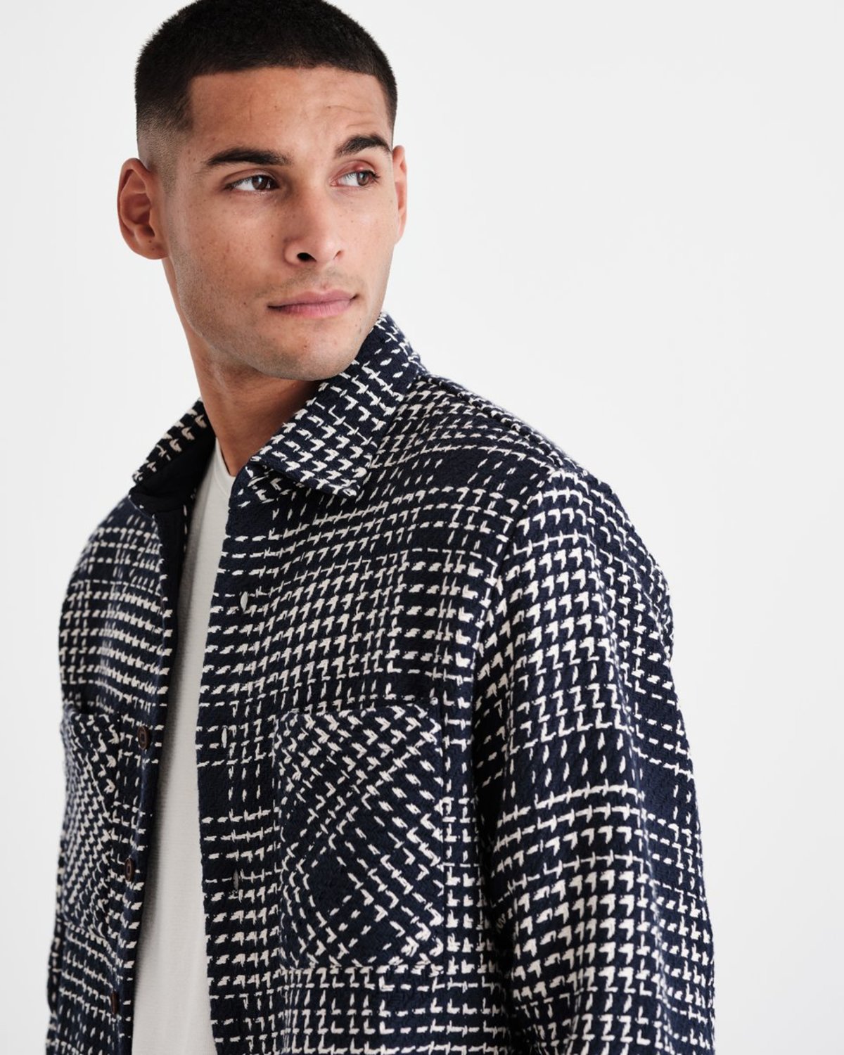 Wax London Twin Whiting Overshirt - Navy/Ecru | Garmentory