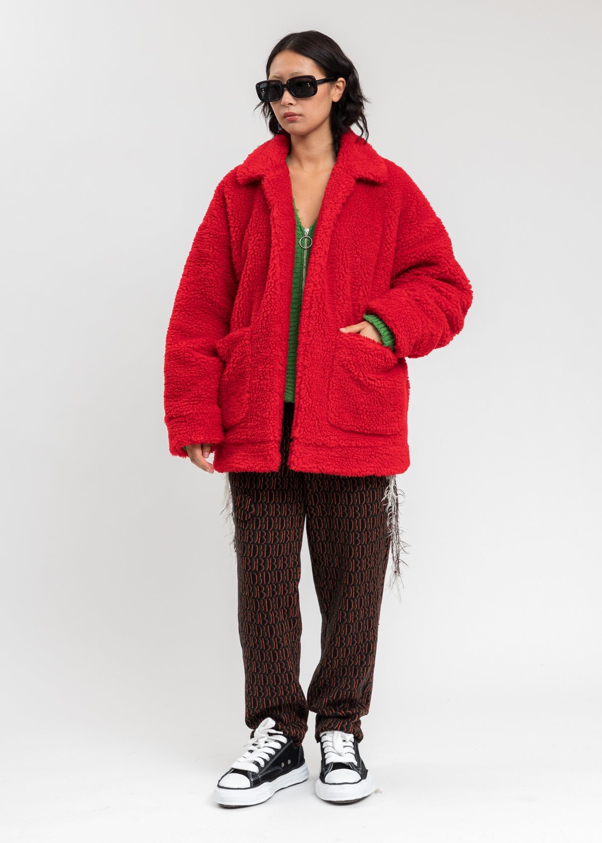 Doublet Hand-Painted Recycle Fur Jacket - Red | Garmentory