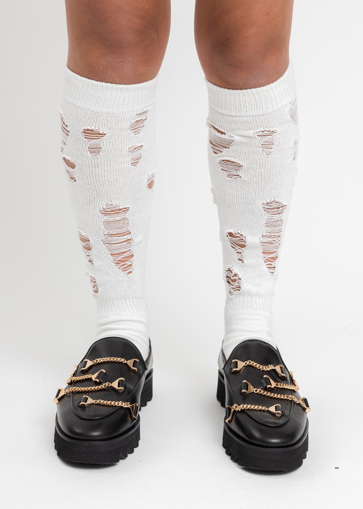 Doublet Damaged High Socks - White | Garmentory