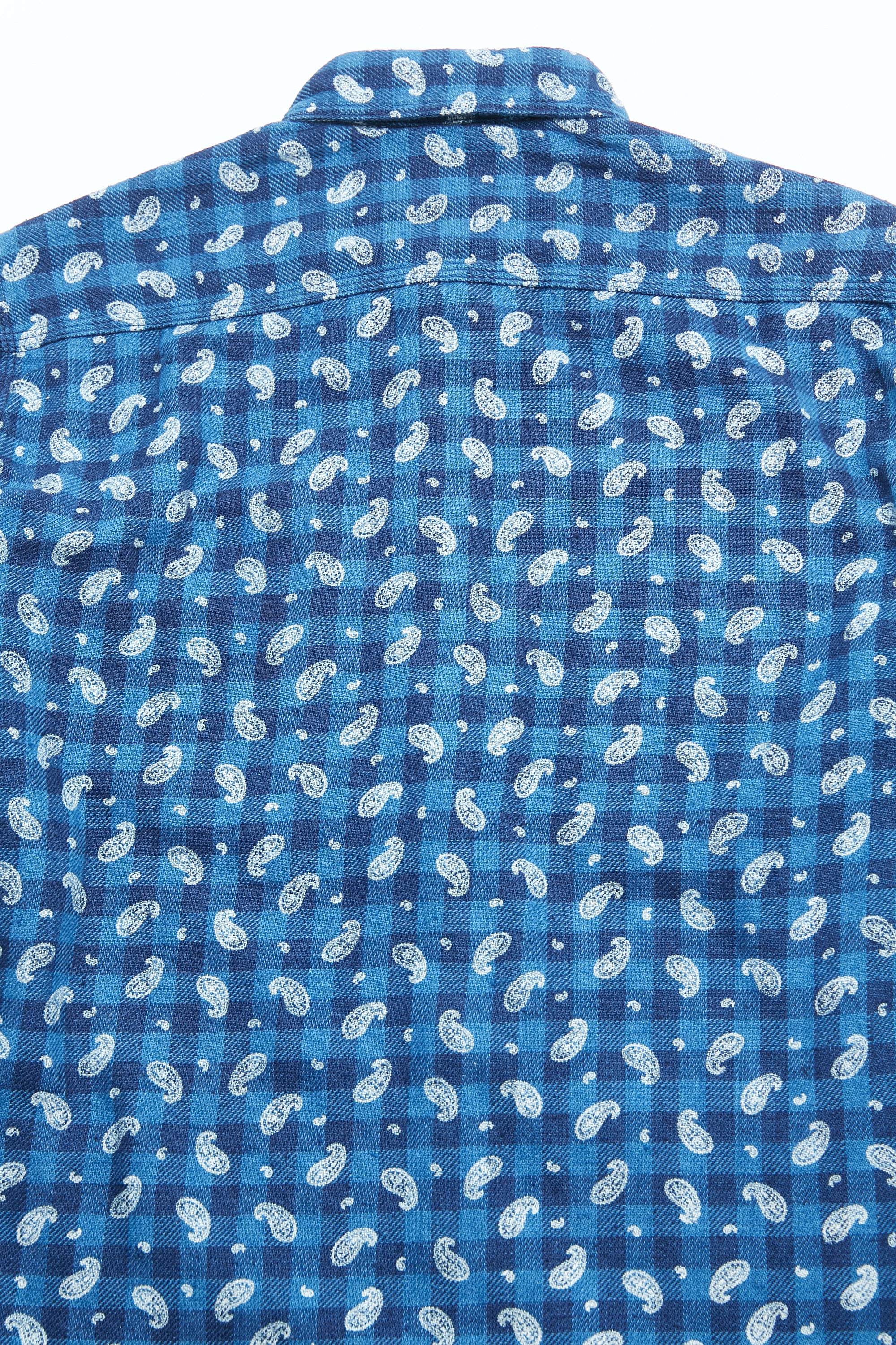 Beams Plus Work Indigo Discharge Print Shirt - Paisley | Garmentory