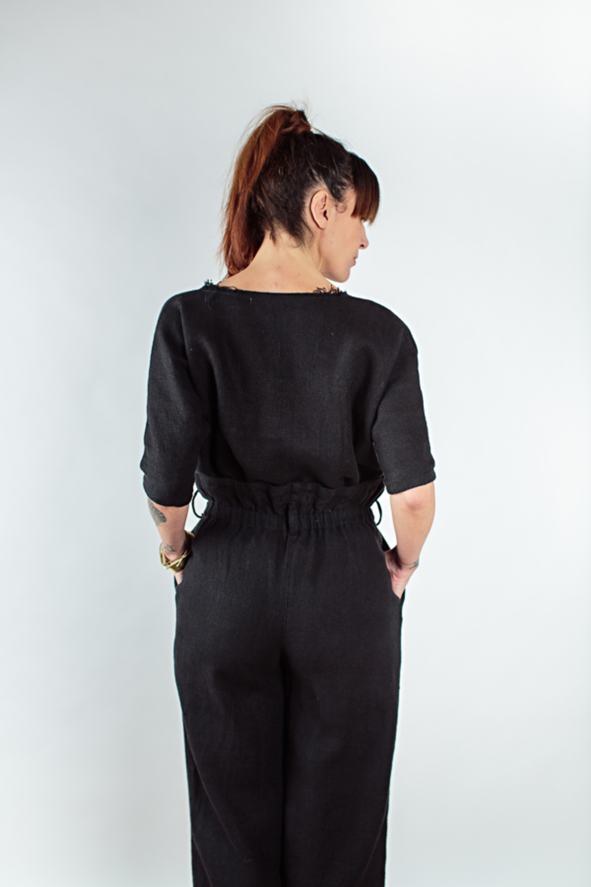 Black Crane burlap pants | Garmentory
