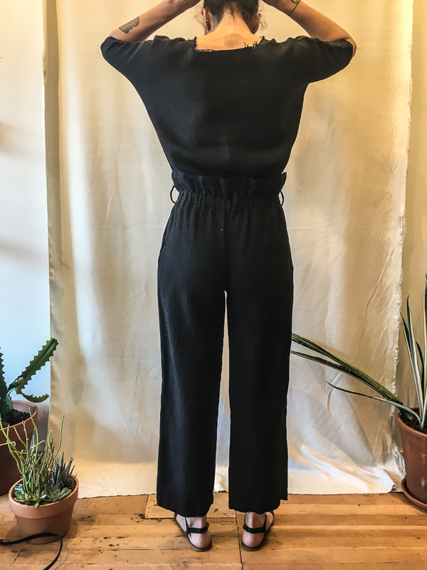 Black Crane burlap pants | Garmentory
