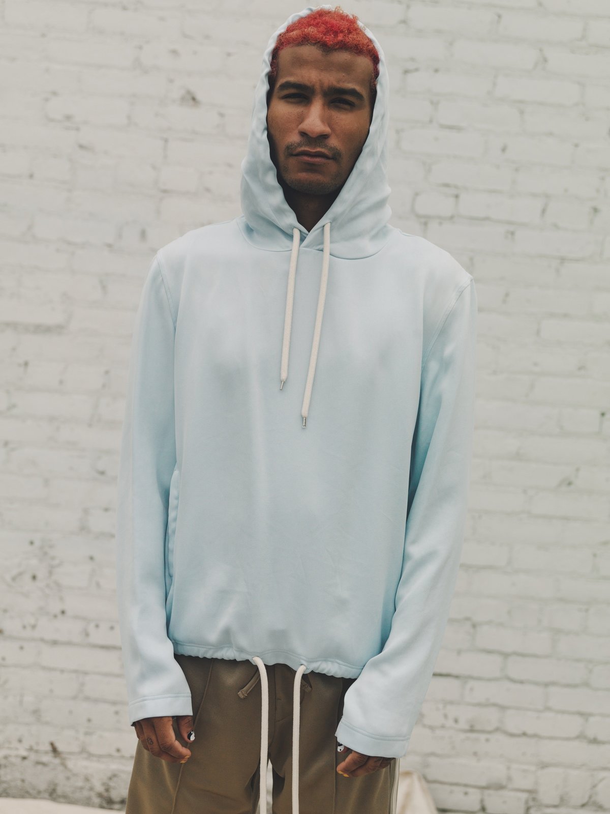 Lanvin Silk Drawcord Hoodie - Blue | Garmentory