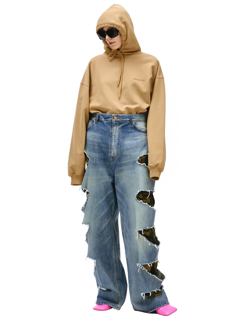 Balenciaga Ripped Jeans With Camouflage Lining | Garmentory