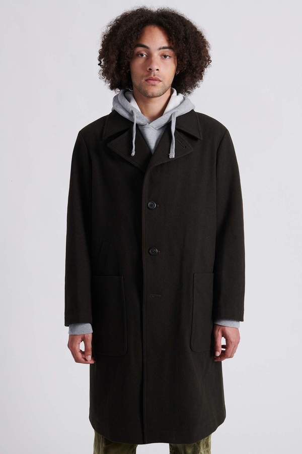 Sage de Cret Ulster Collar Long Coat Wool - Khaki | Garmentory
