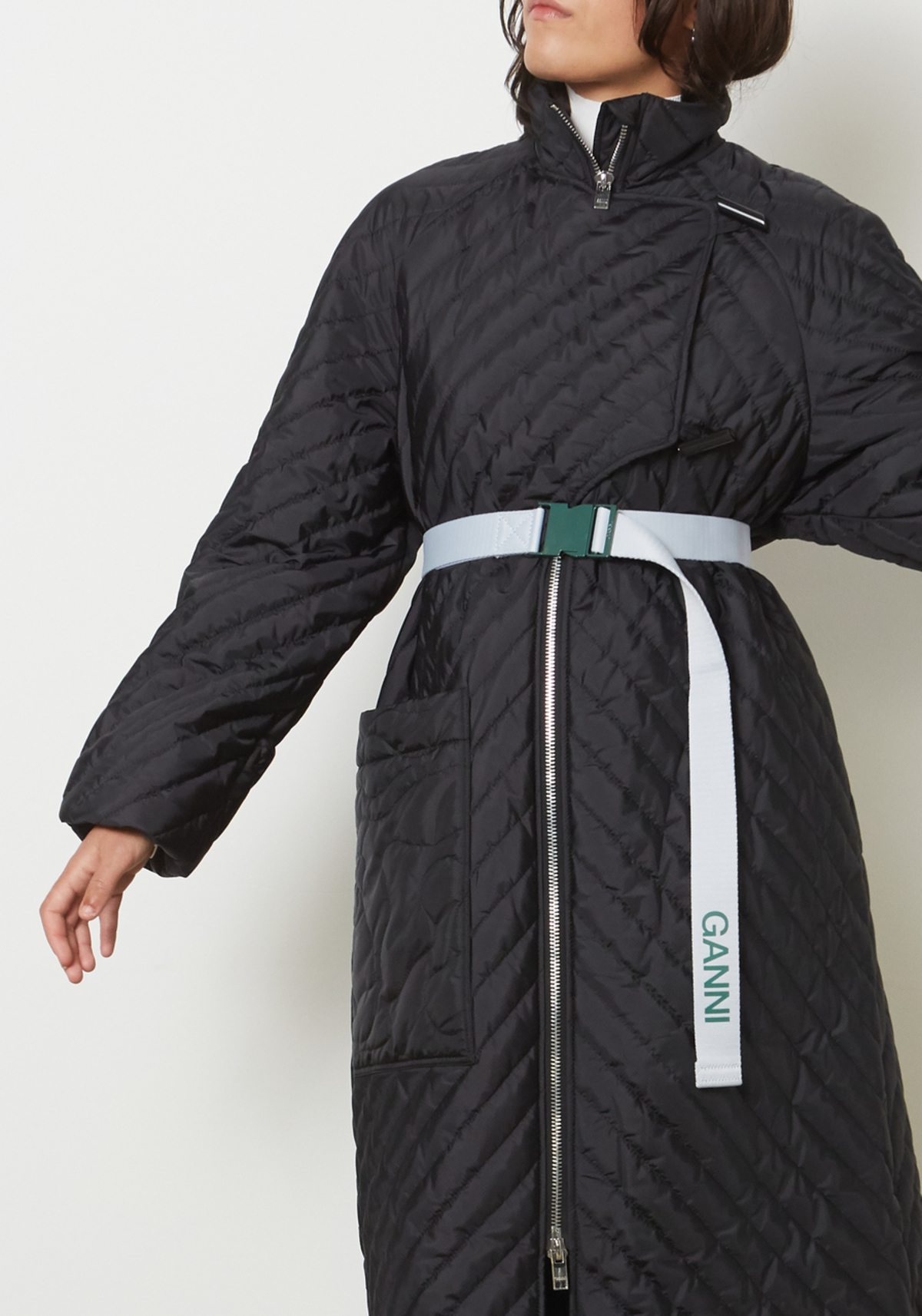 Ganni Recycled Ripstop Quilt Coat - Black | Garmentory