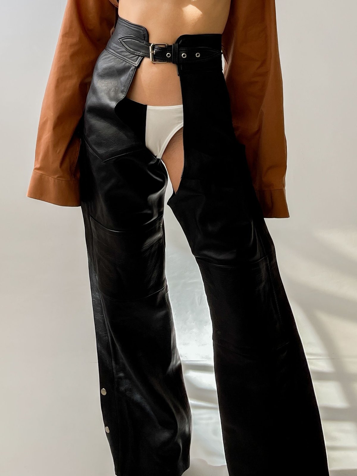 Vintage Leather Chaps pants - black | Garmentory