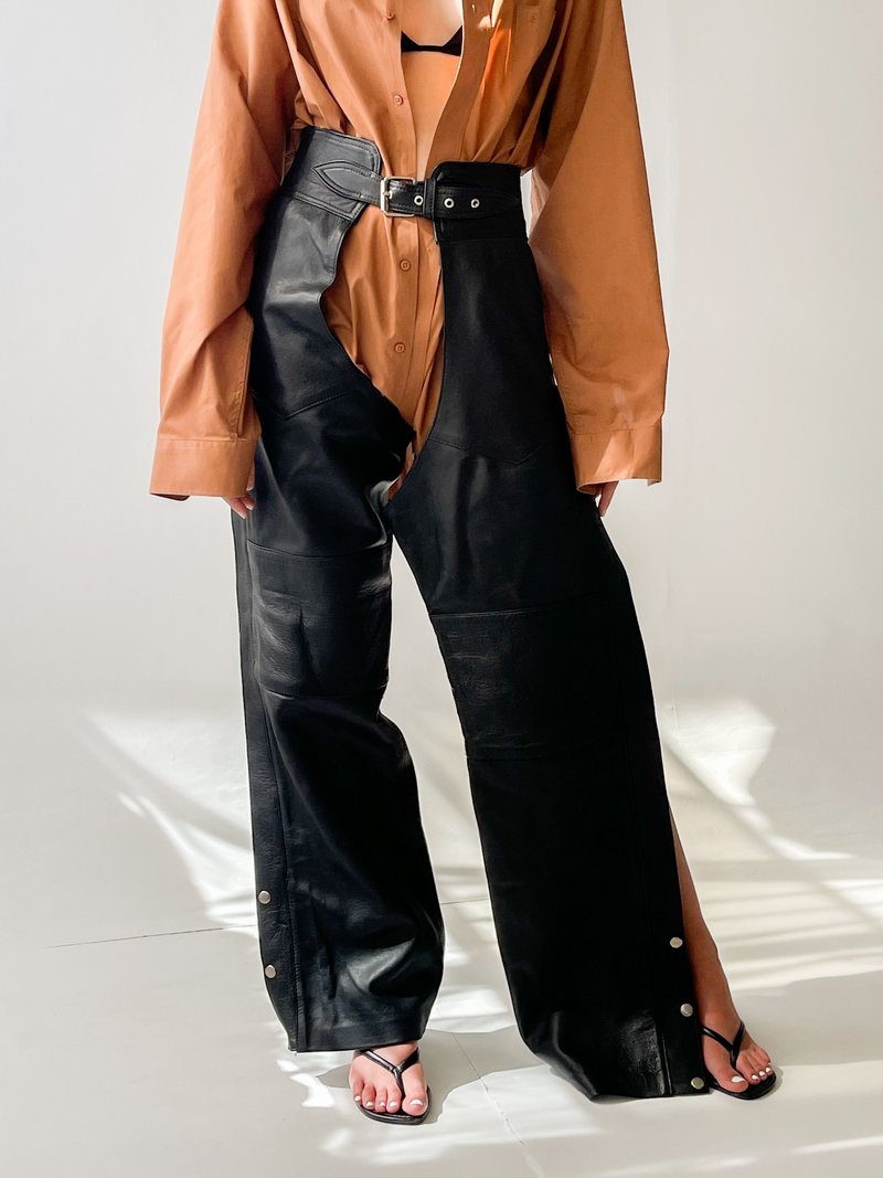Vintage Leather Chaps pants - black | Garmentory