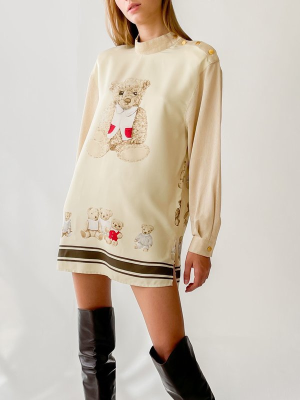 Vintage Silky Teddy Bear Tunic - natural | Garmentory