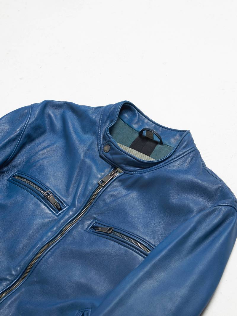 Burberry blue leather jacket store
