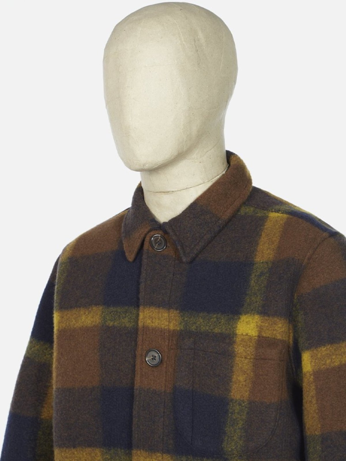 Universal Works Plaid Fleece Field Jacket - Navy/Yellow | Garmentory