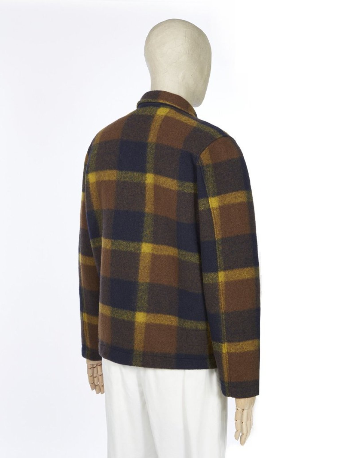 Universal Works Plaid Fleece Field Jacket - Navy/Yellow | Garmentory