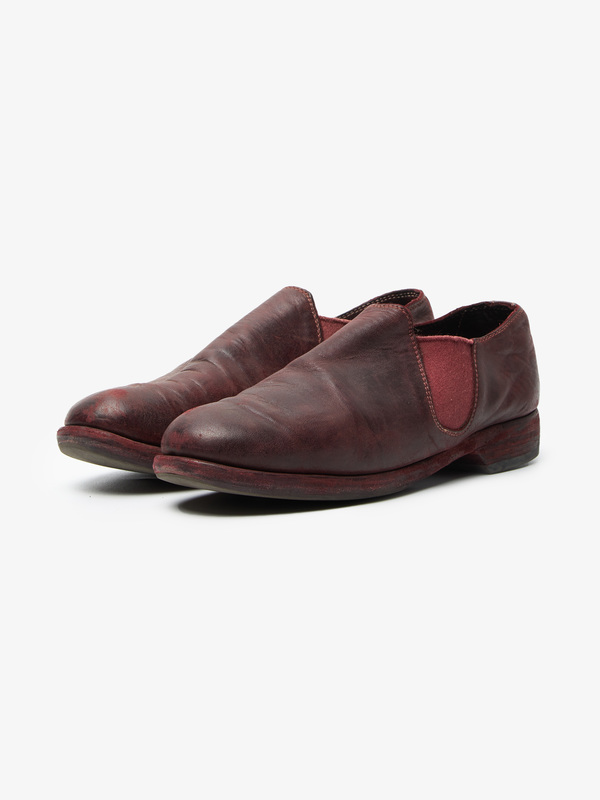 [PRE - LOVED] Guidi Red Low Top Chelsea Leather Boots | Garmentory