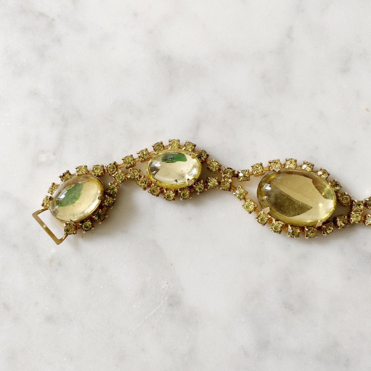 Vintage Large Jewel Rhinestone Bracelet - Gold | Garmentory