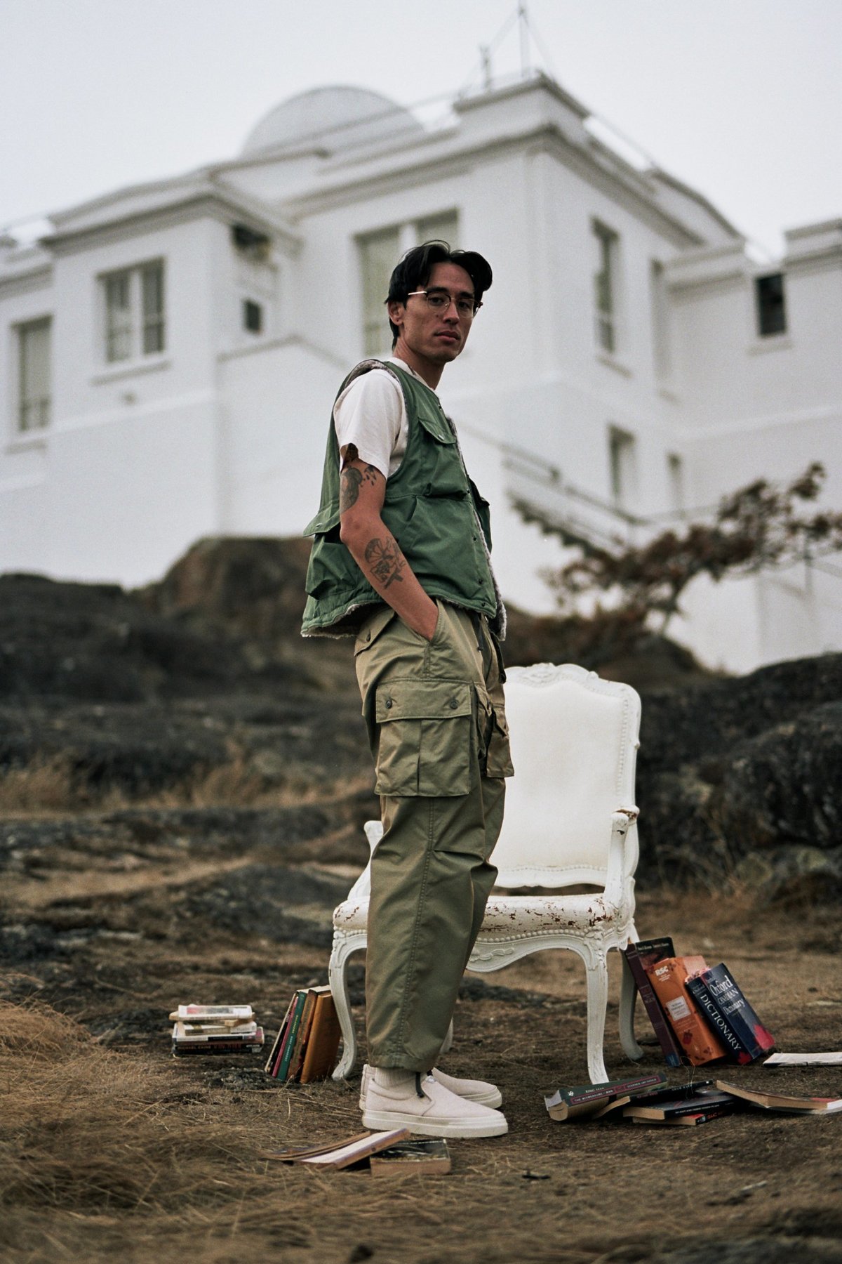 Engineered Garments Olive PC Poplin Cover Vest | Garmentory