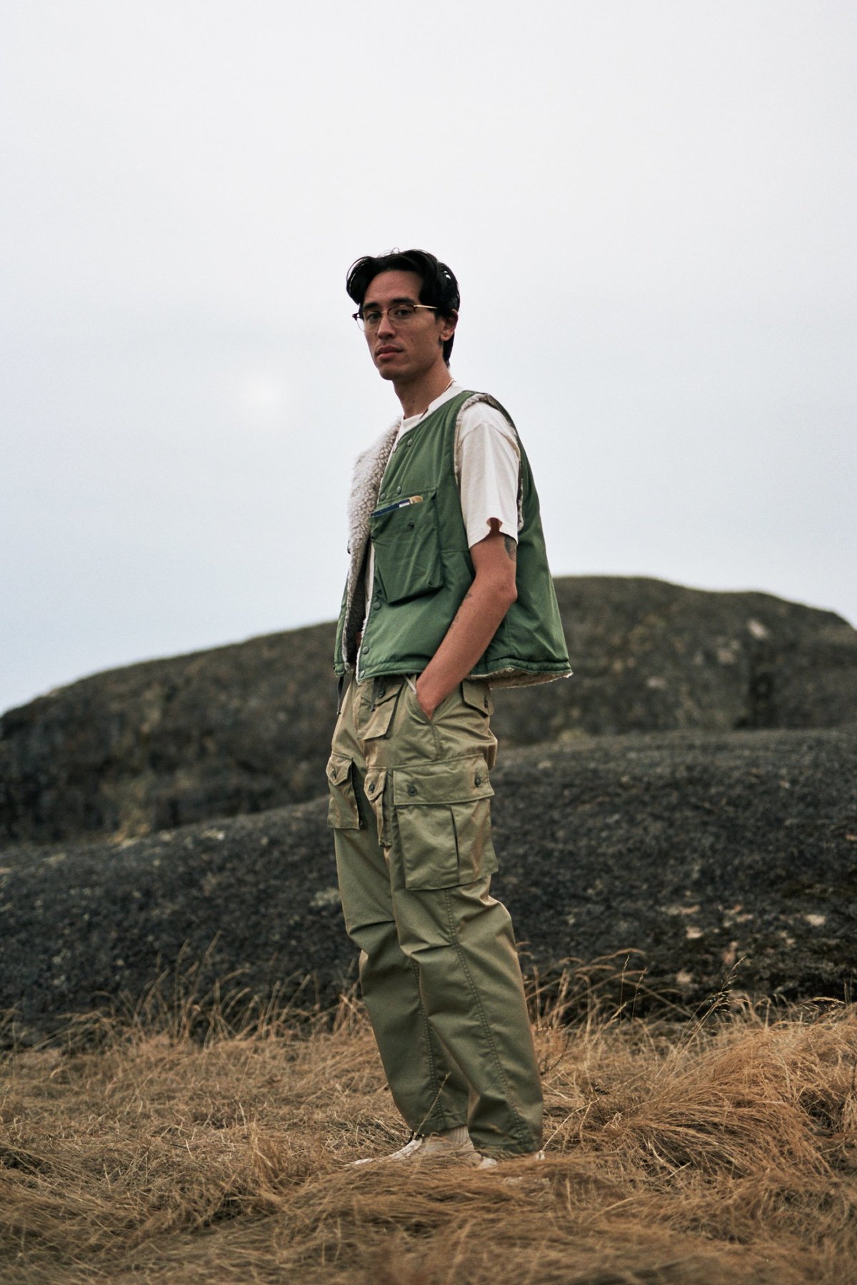 Engineered Garments Olive PC Poplin Cover Vest | Garmentory