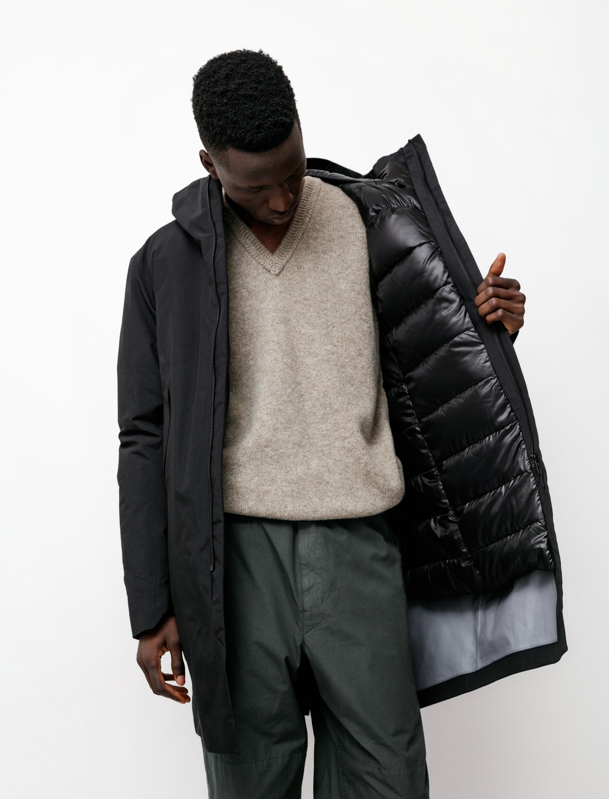 Veilance Mens Monitor Down Coat - Black | Garmentory