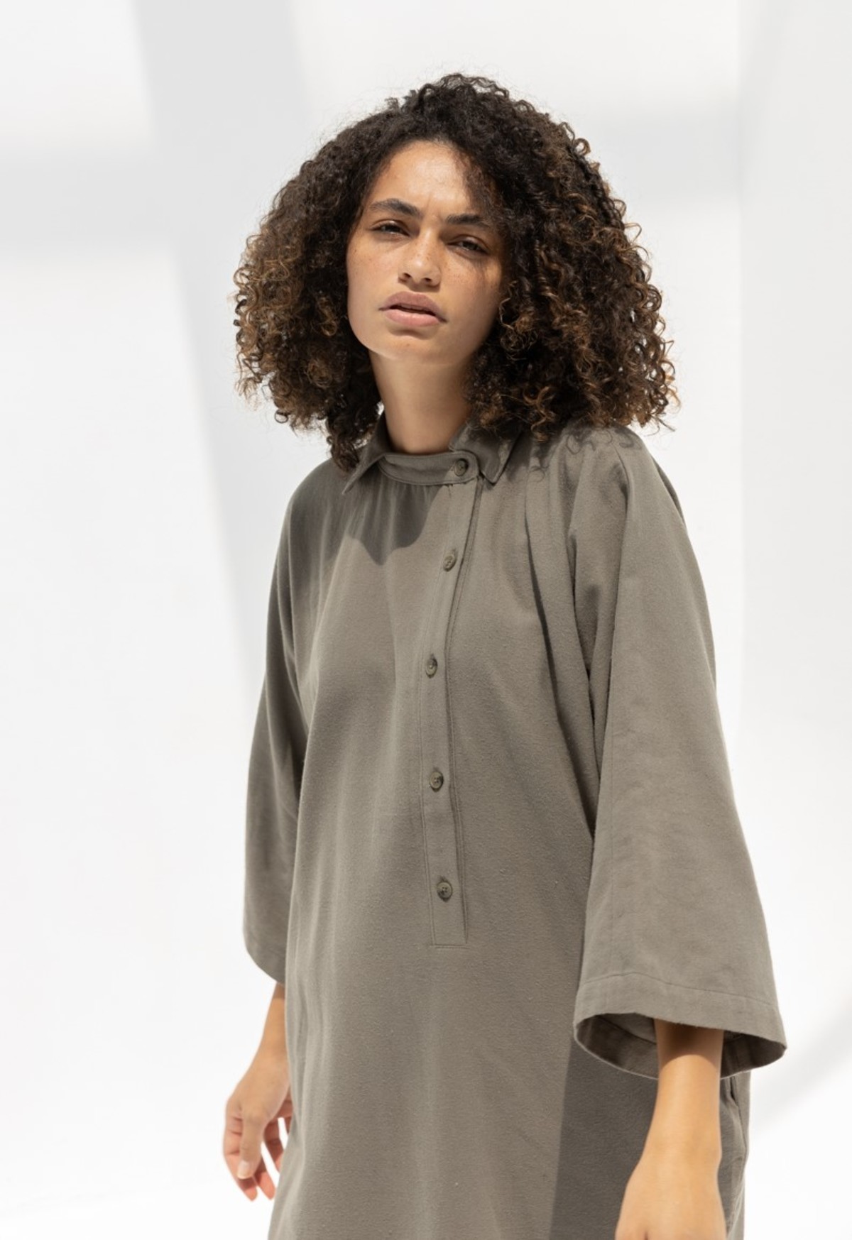 BLACK CRANE HENRY DRESS - MUD | Garmentory