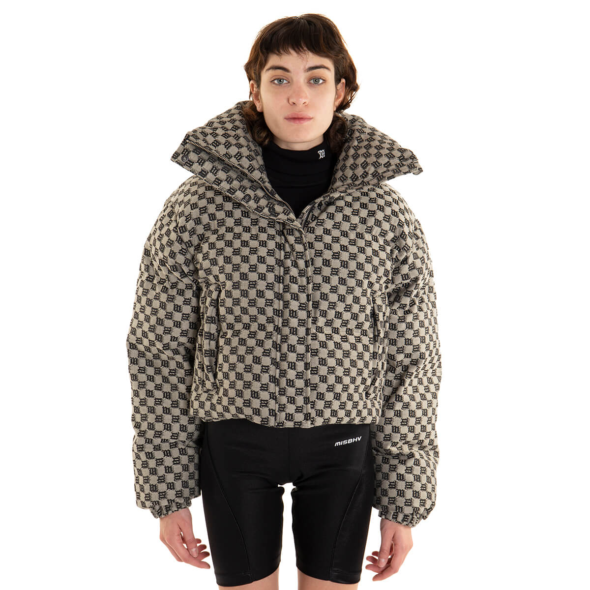 MISBHV Monogram Signature Jacquard Puffer Jacket - Beige/Black | Garmentory