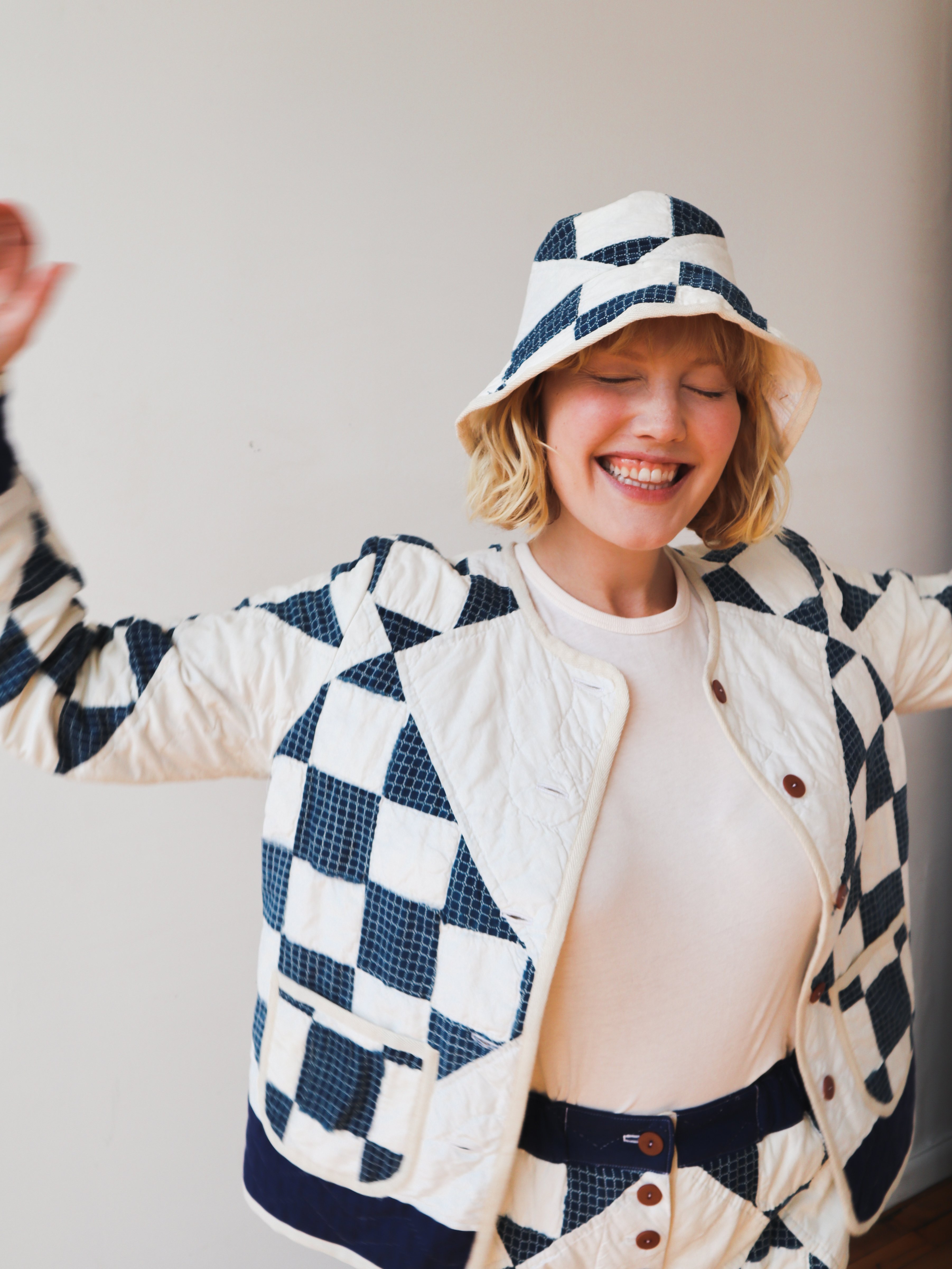Marvin Ruby Album Quilted Bucket Hat - Indigo | Garmentory