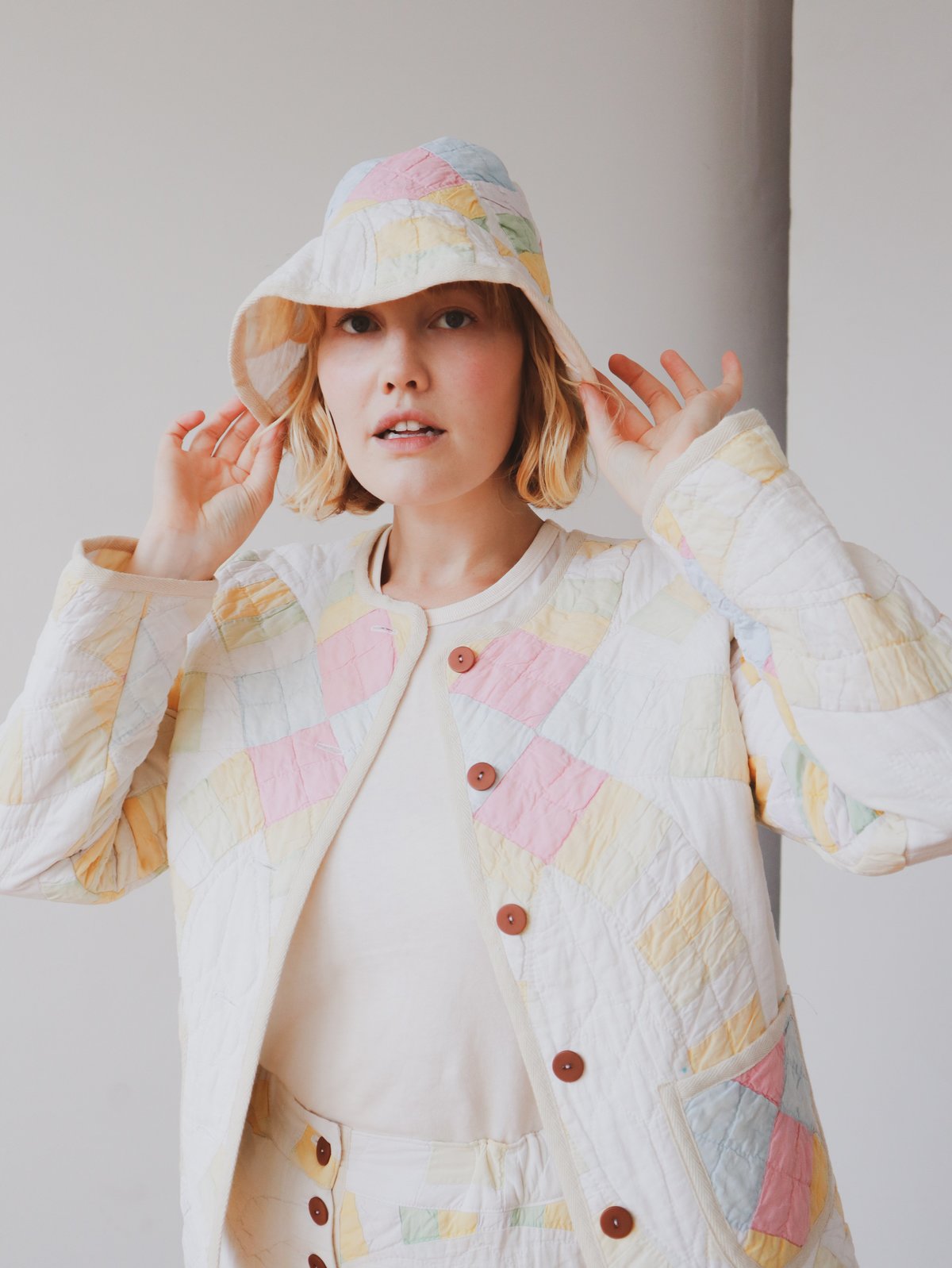 Marvin Ruby Muted Wedding Rings Quilted Bucket Hat - Rainbow | Garmentory
