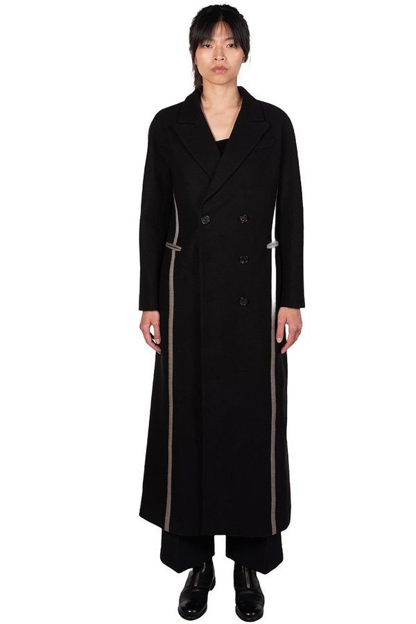 Oude Waag Ribbon Trim Wool Coat - Blue/Black | Garmentory