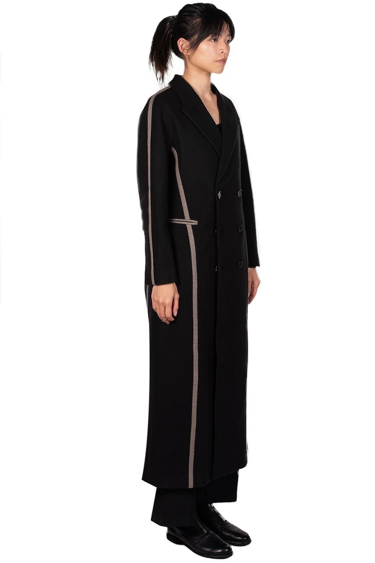 Oude Waag Ribbon Trim Wool Coat - Blue/Black | Garmentory