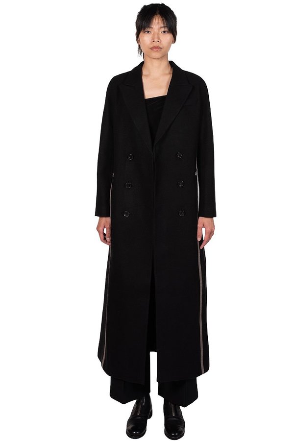 Oude Waag Ribbon Trim Wool Coat - Blue/Black | Garmentory