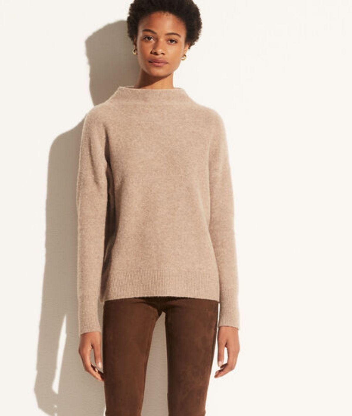 VINCE Boiled Funnel Neck Pullover - Wheat | Garmentory