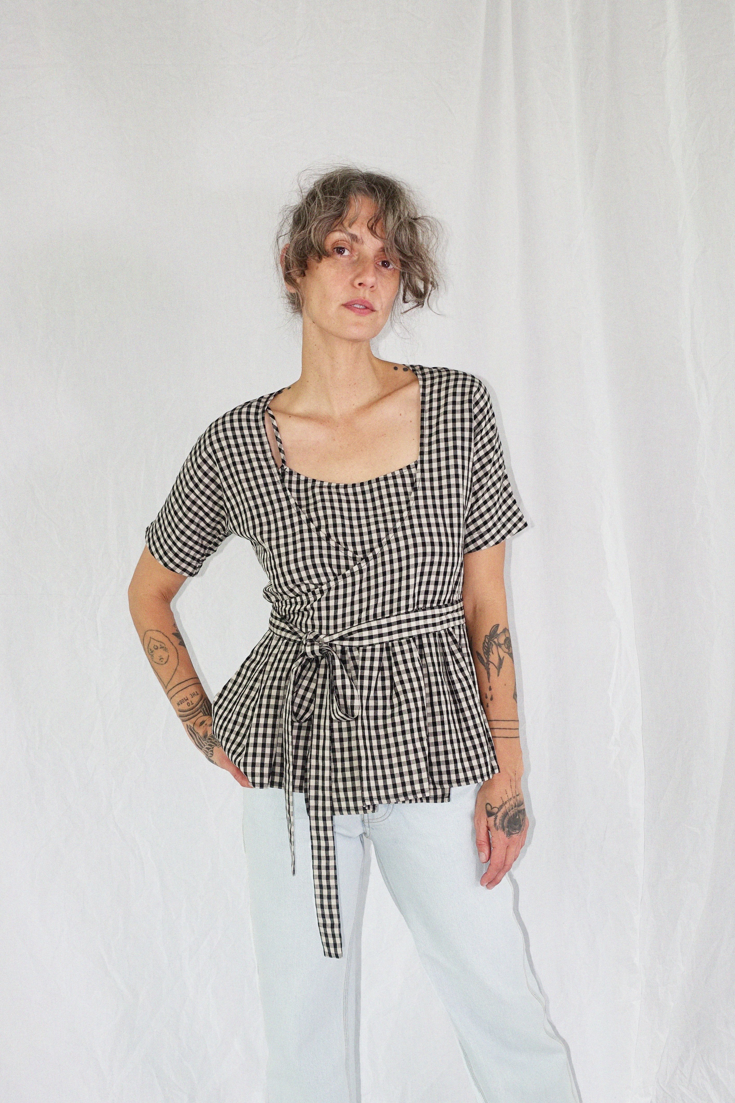 Caron Callahan Kati Top - Black Gingham | Garmentory