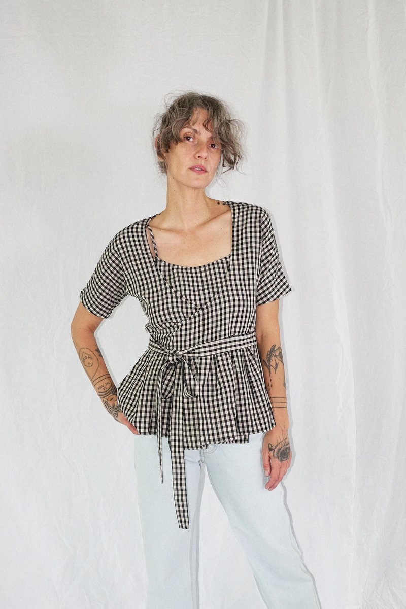 Caron Callahan Kati Top - Black Gingham | Garmentory