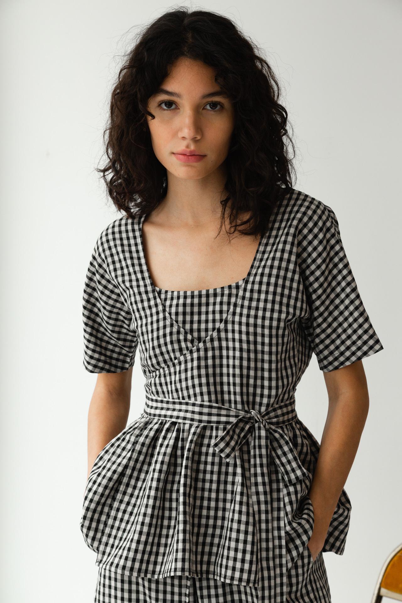 Caron Callahan Kati Top - Black Gingham | Garmentory