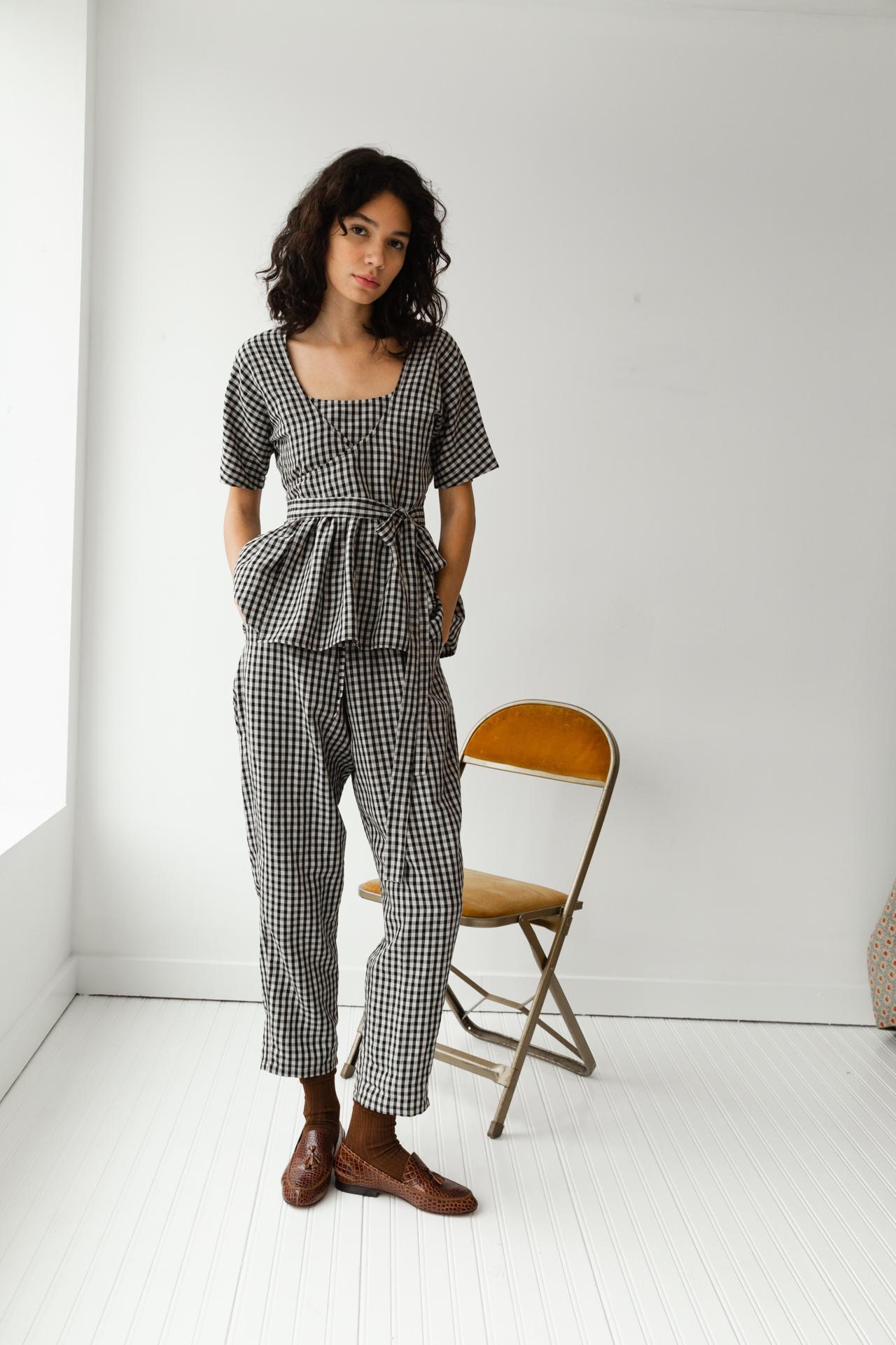 Caron Callahan Kati Top - Black Gingham | Garmentory
