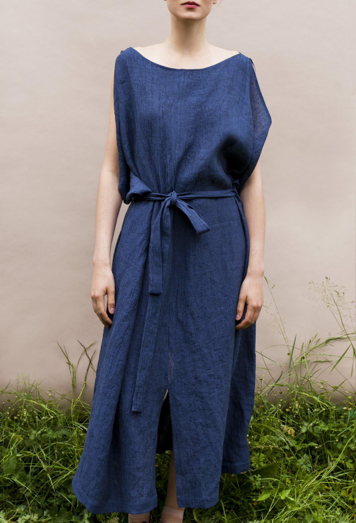 Sunja Link Linen Draped Dress | Garmentory