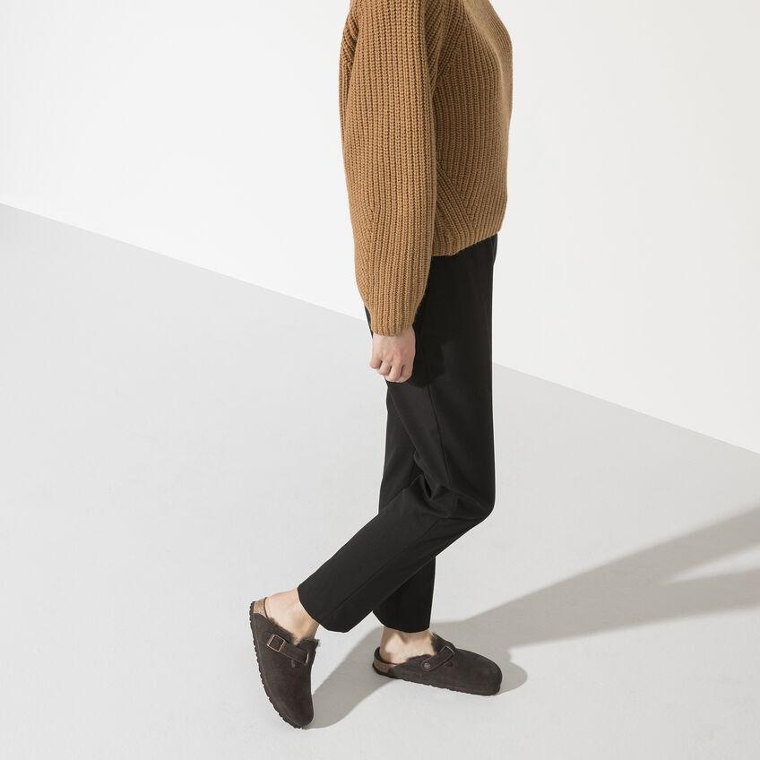 Birkenstock Boston Shearling Suede Leather clog - Mocha | Garmentory