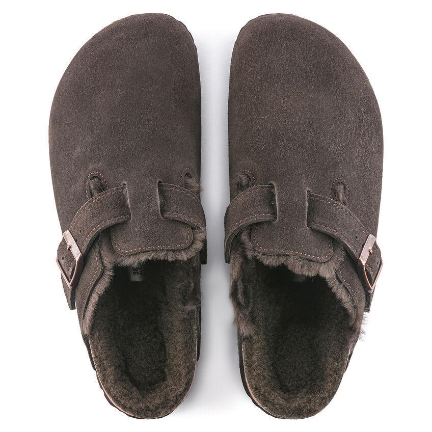 Birkenstock Boston Shearling Suede Leather clog - Mocha | Garmentory