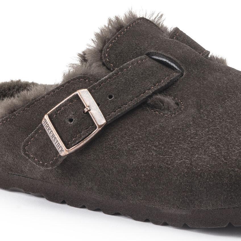 Birkenstock Boston Shearling Suede Leather clog - Mocha | Garmentory