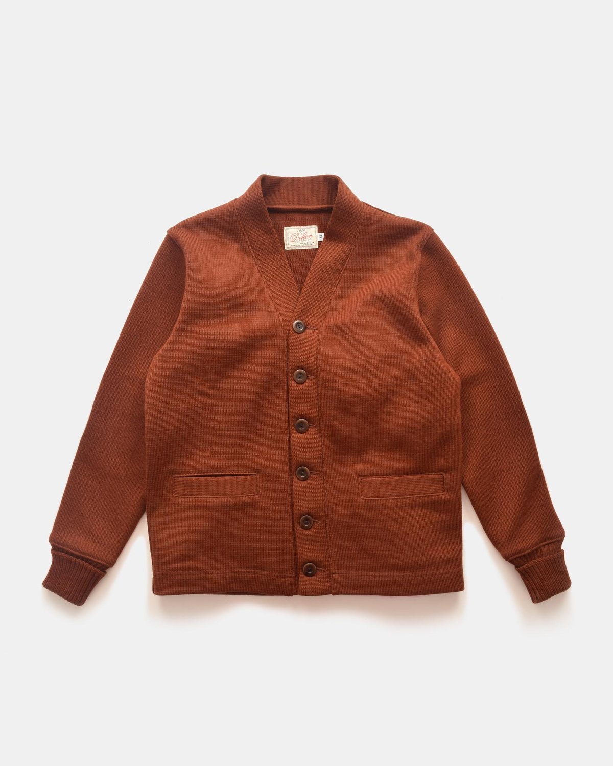 Dehen Wool Classic Cardigan Sweater - Tobacco | Garmentory