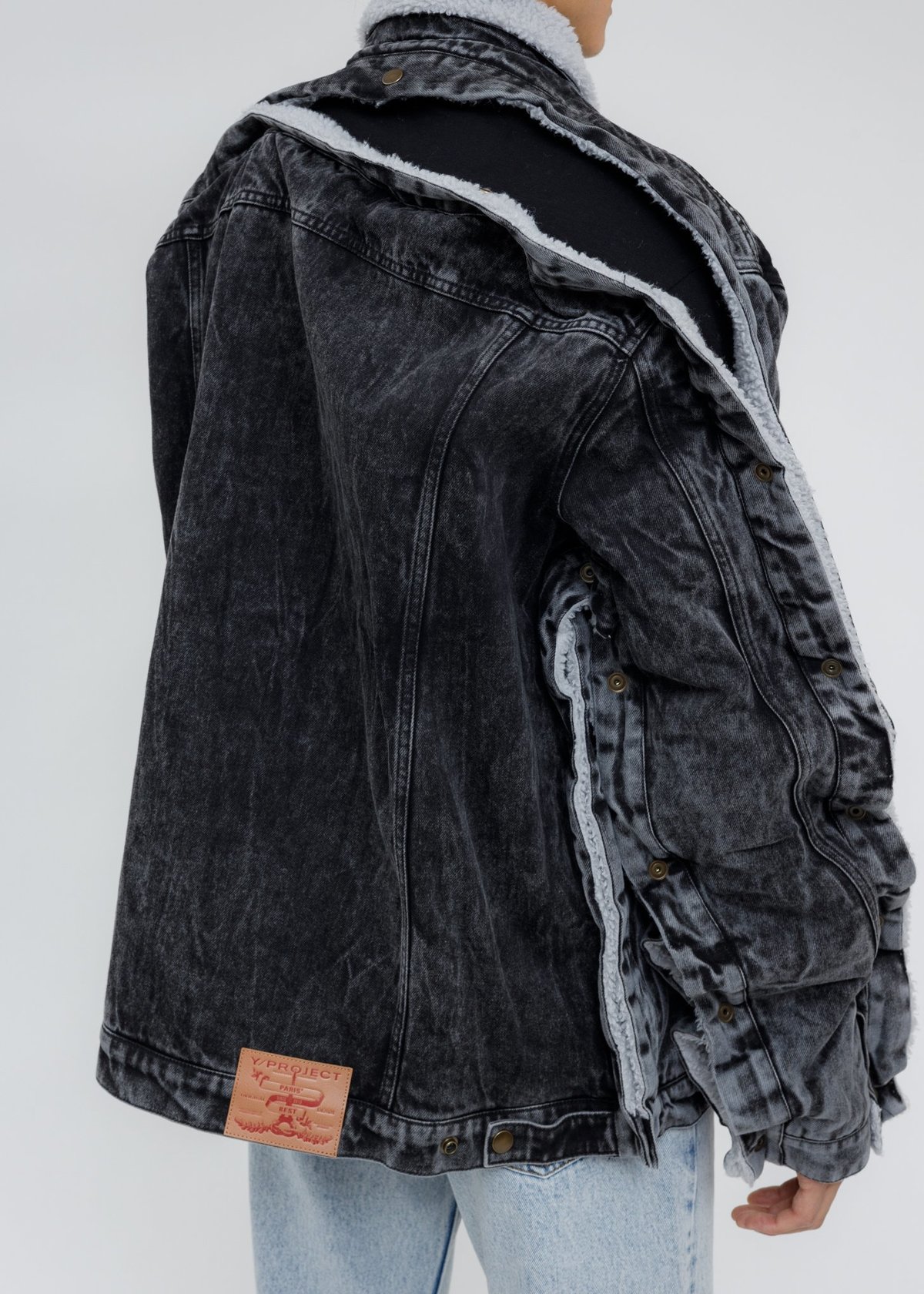 Y/project Acid Washed Snap Denim Jacket - Black | Garmentory