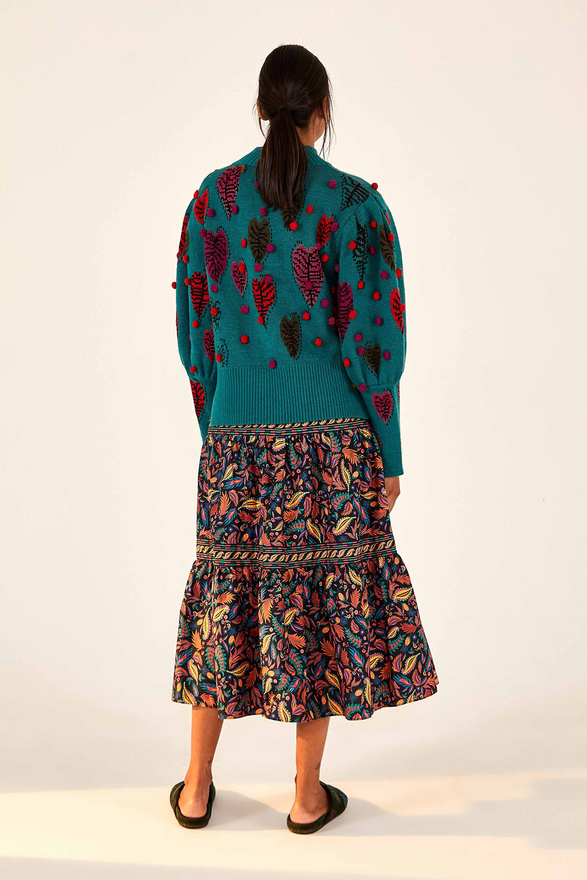 Farm Rio Monstera Hearts Sweater - Green | Garmentory