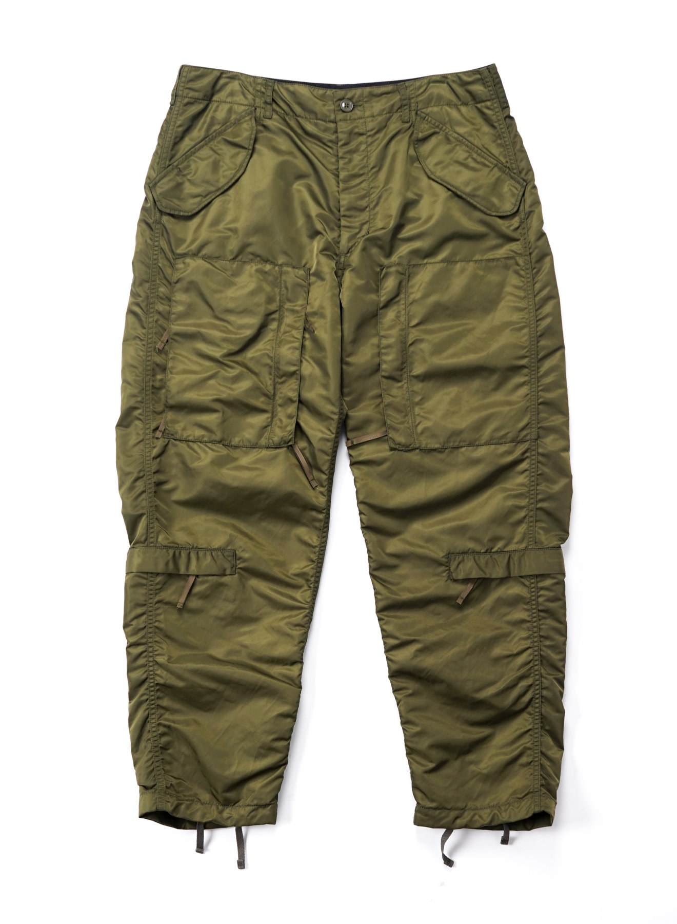 Engineered Garments Aircrew Flight Satin Nylon Pant - Olive | Garmentory