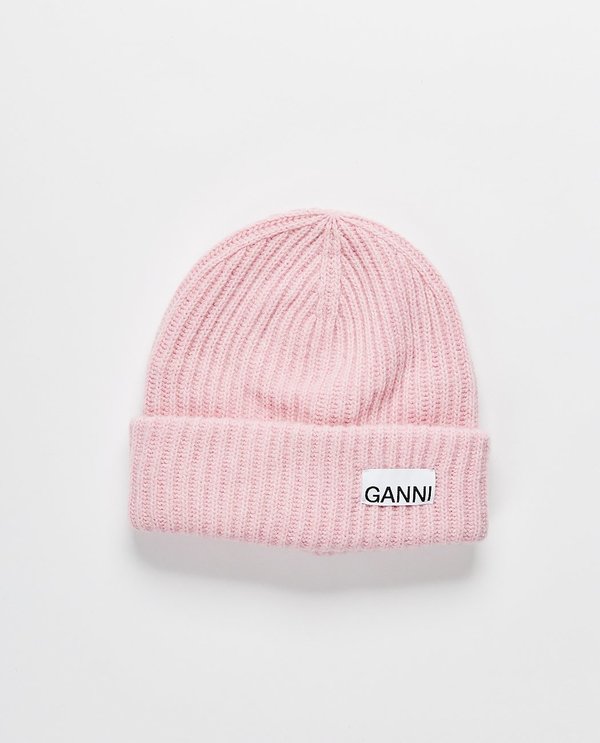 Ganni Recycled Wool Beanie - Pink | Garmentory