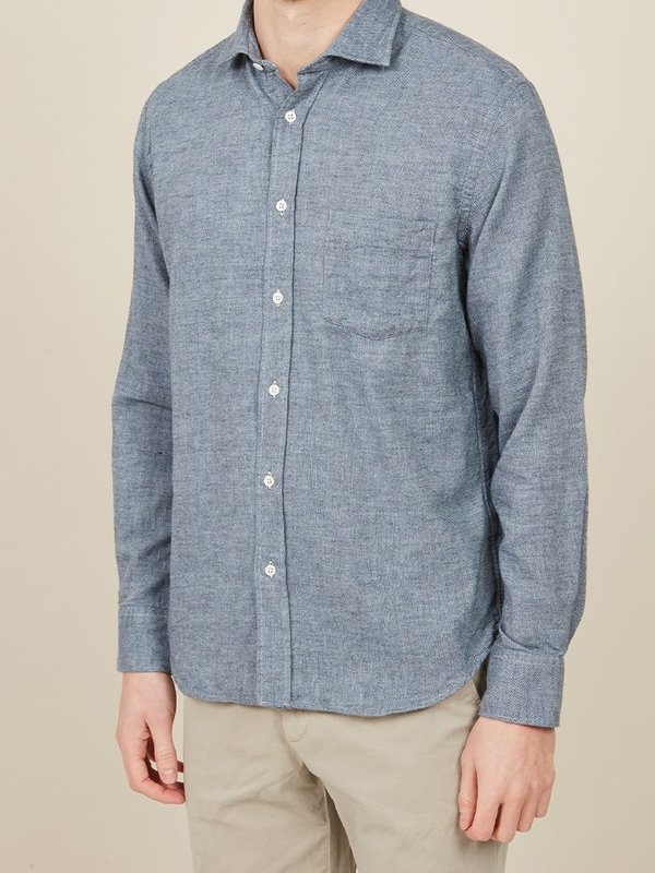 Hartford Paul Pin Point Flannel Shirt - Denim | Garmentory