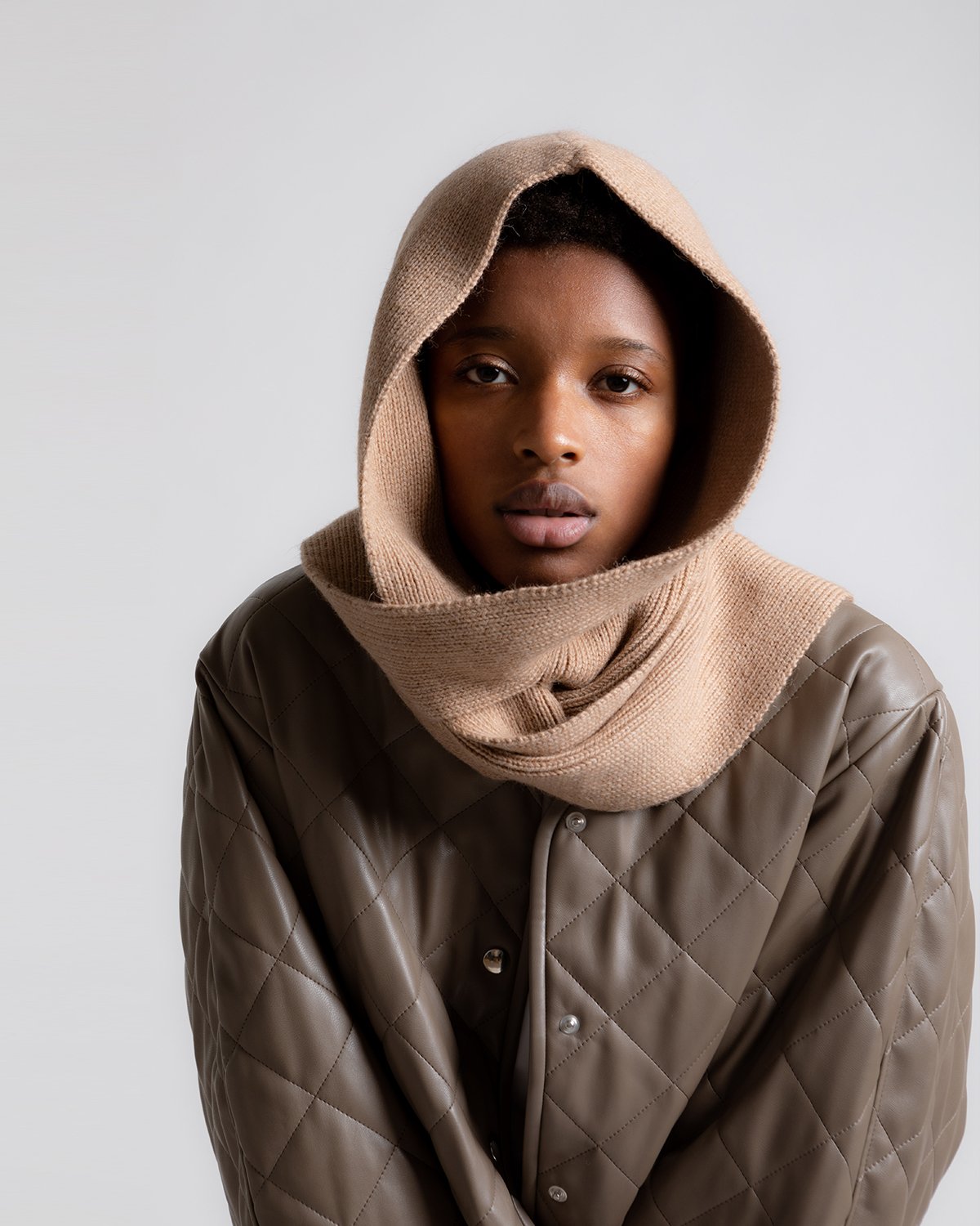 Check Ya Head Felice Hooded Scarf - Camel | Garmentory