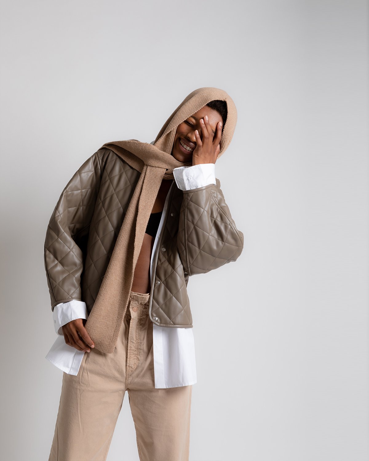 Check Ya Head Felice Hooded Scarf - Camel | Garmentory