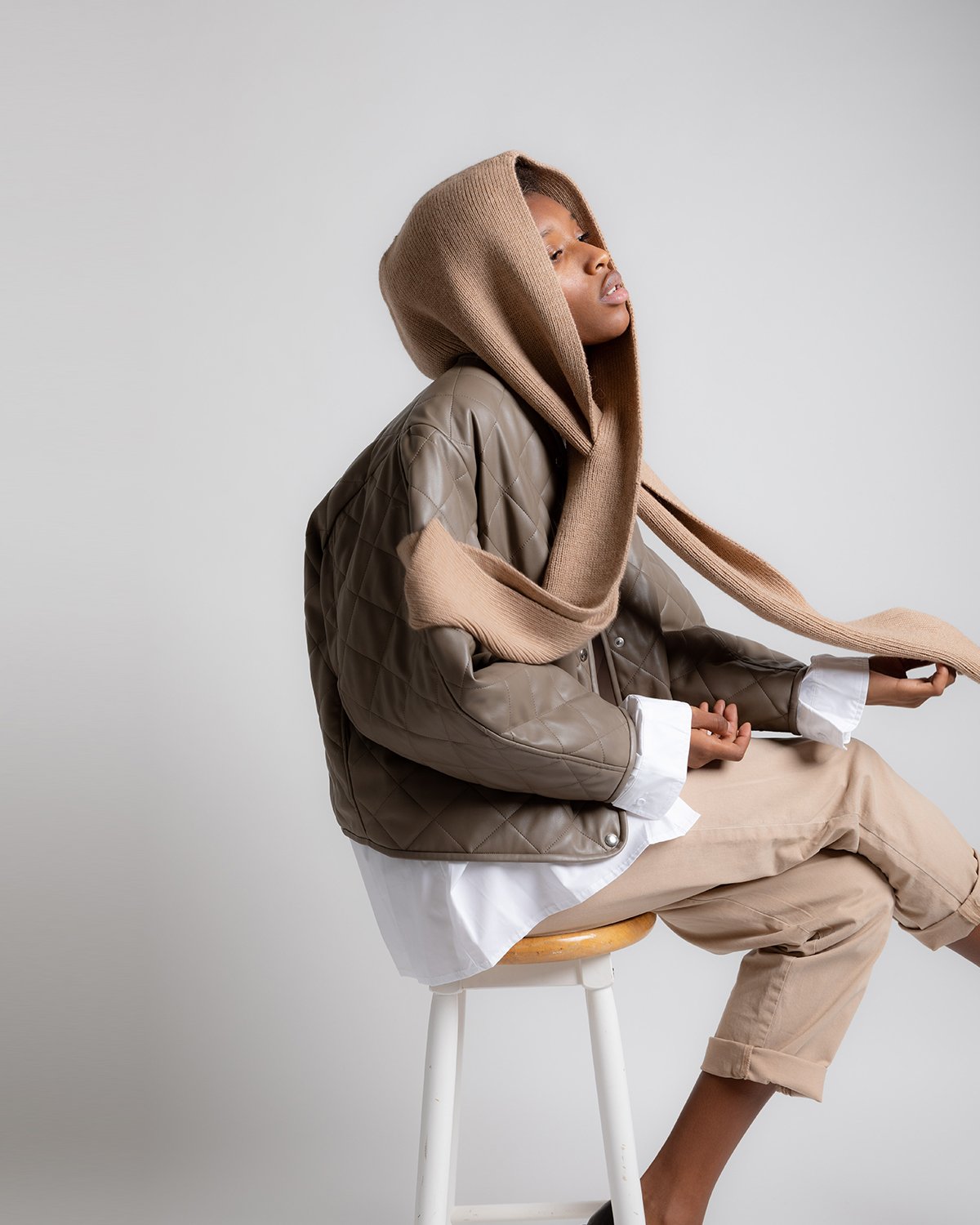 Check Ya Head Felice Hooded Scarf - Camel | Garmentory