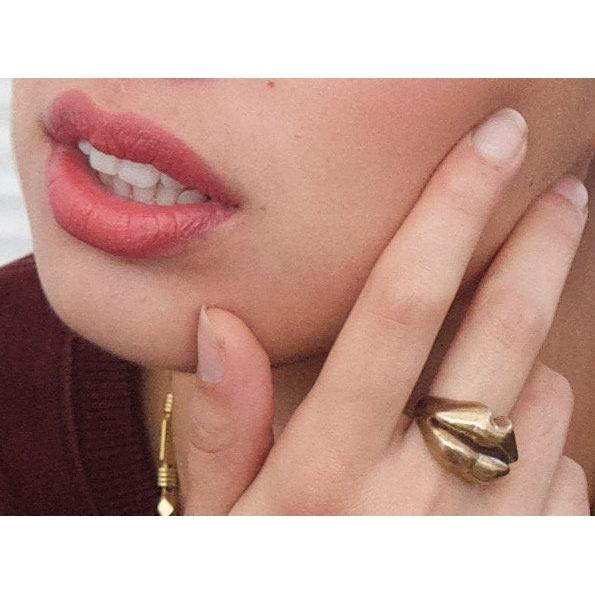Watersandstone Kiss Ring - Brass | Garmentory