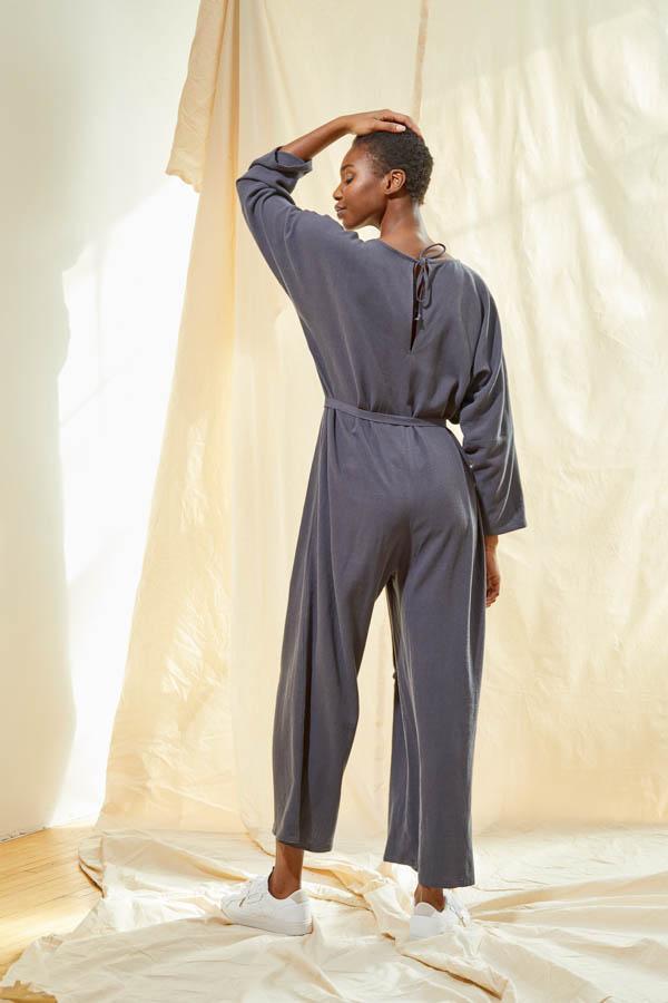 Devlyn Van Loon V-Neck Jumpsuit - Slate Grey | Garmentory