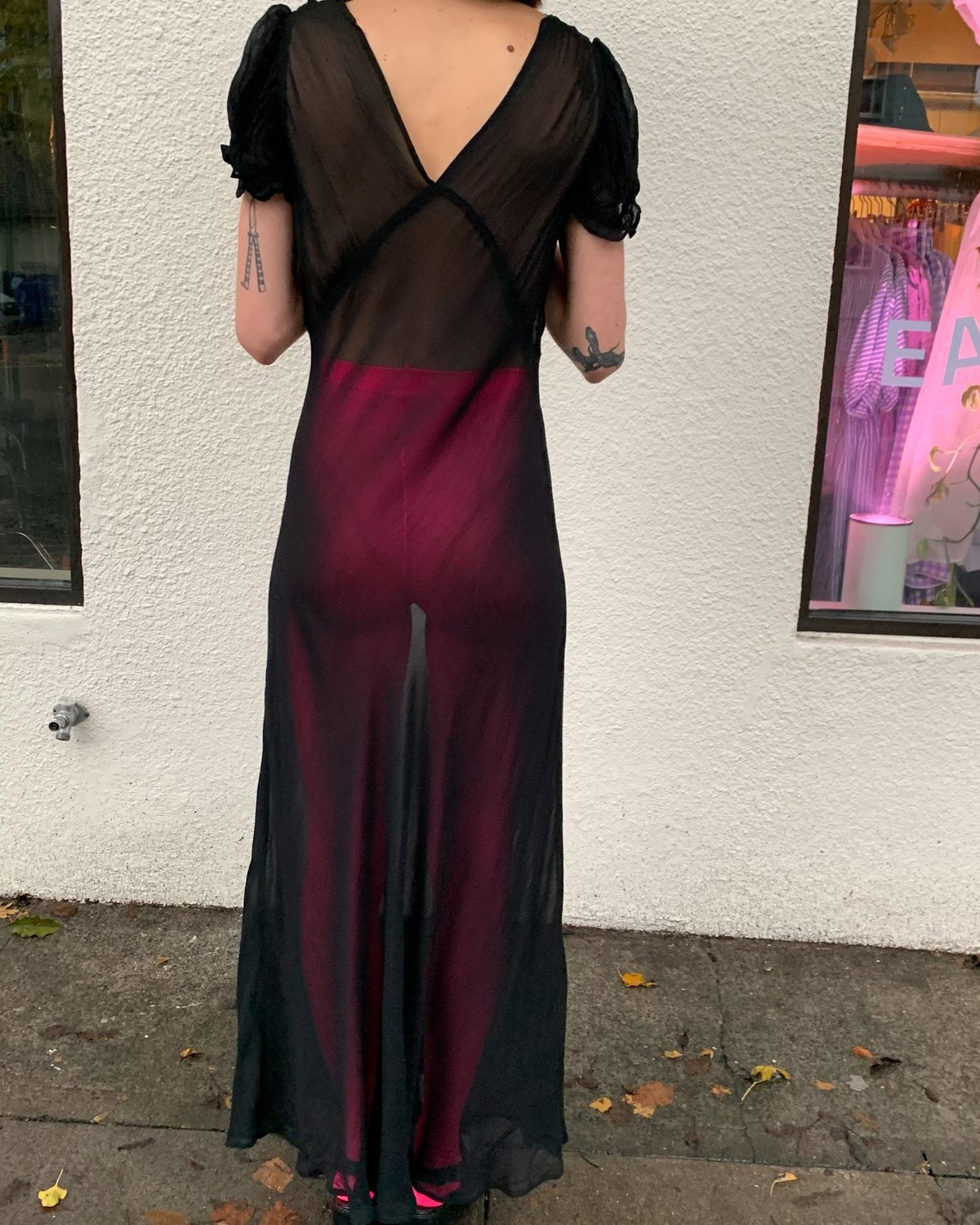 Vintage Banshee Sheer Bias Dress - Black | Garmentory
